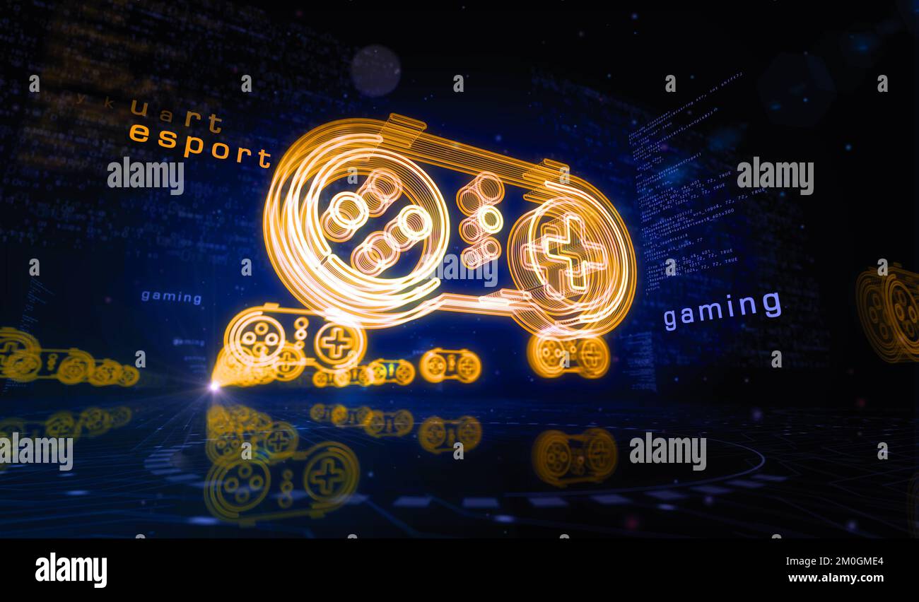 Esport retro video game pad and digital sport gaming symbol digital ...