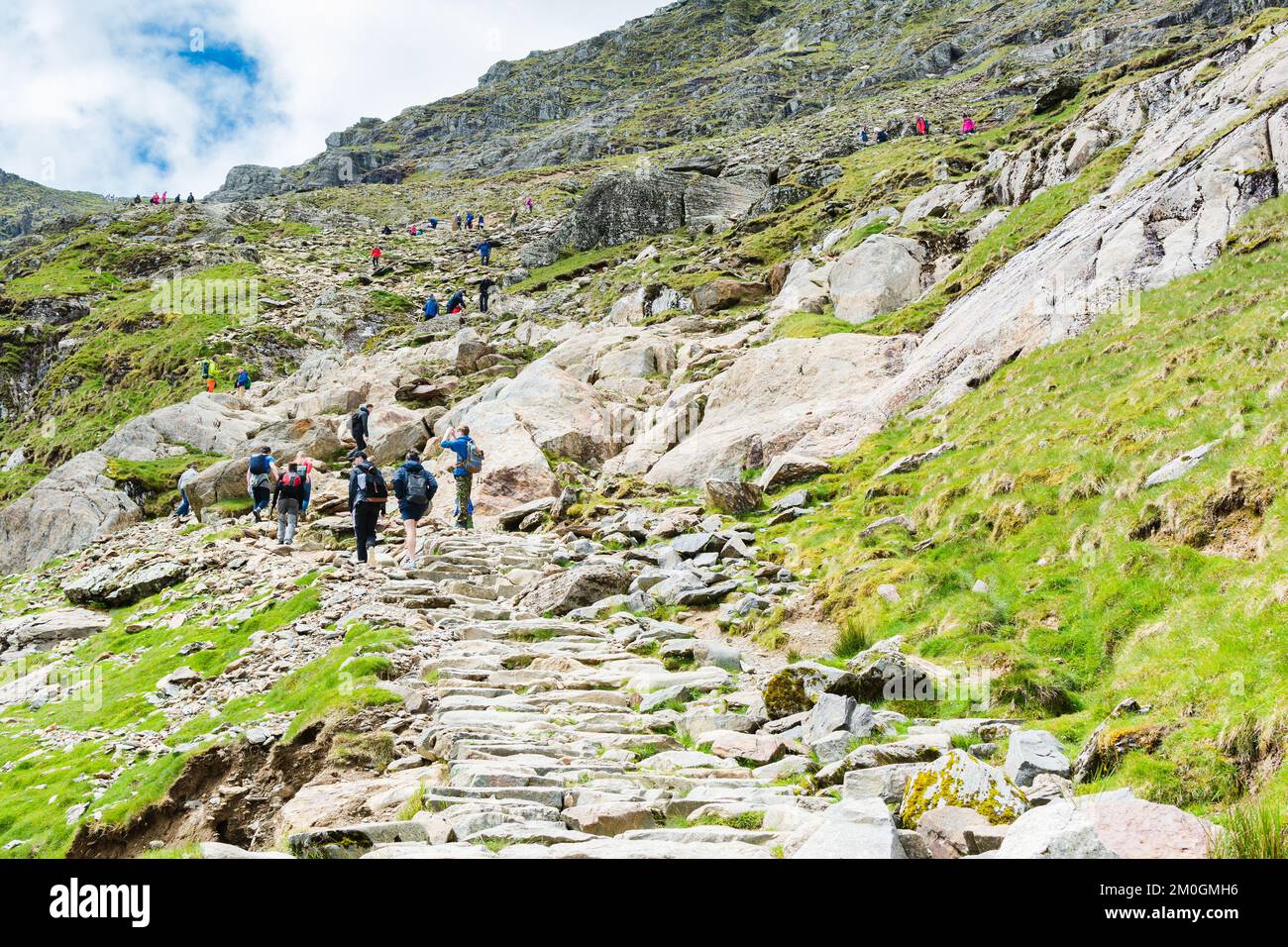 Snowdonia, Wales, United Kingdom May 28, 2019: People Climbing up the ...