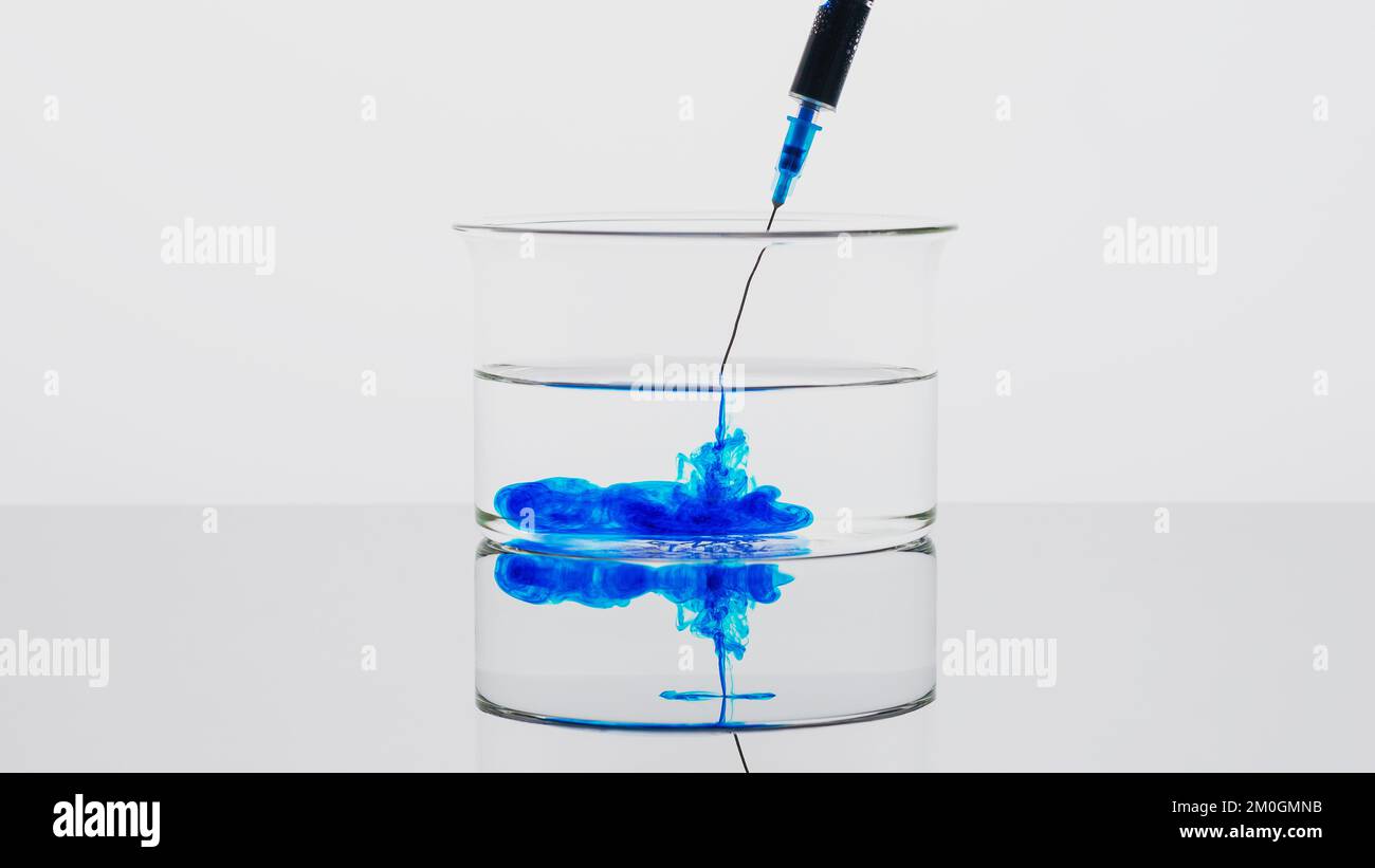 Color chemicals in laboratory glassware. Laboratory research Stock ...