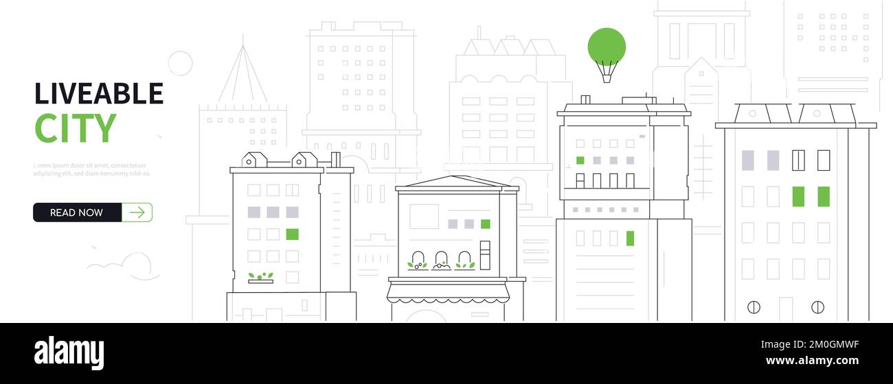 Liveable city space - modern thin line design style vector banner Stock Vector Image & Art - Alamy