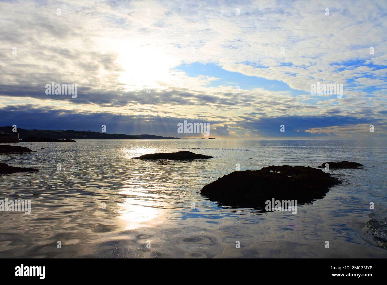 Early morning high tide, Mounts Bay, Cornwall, UK - John Gollop Stock ...