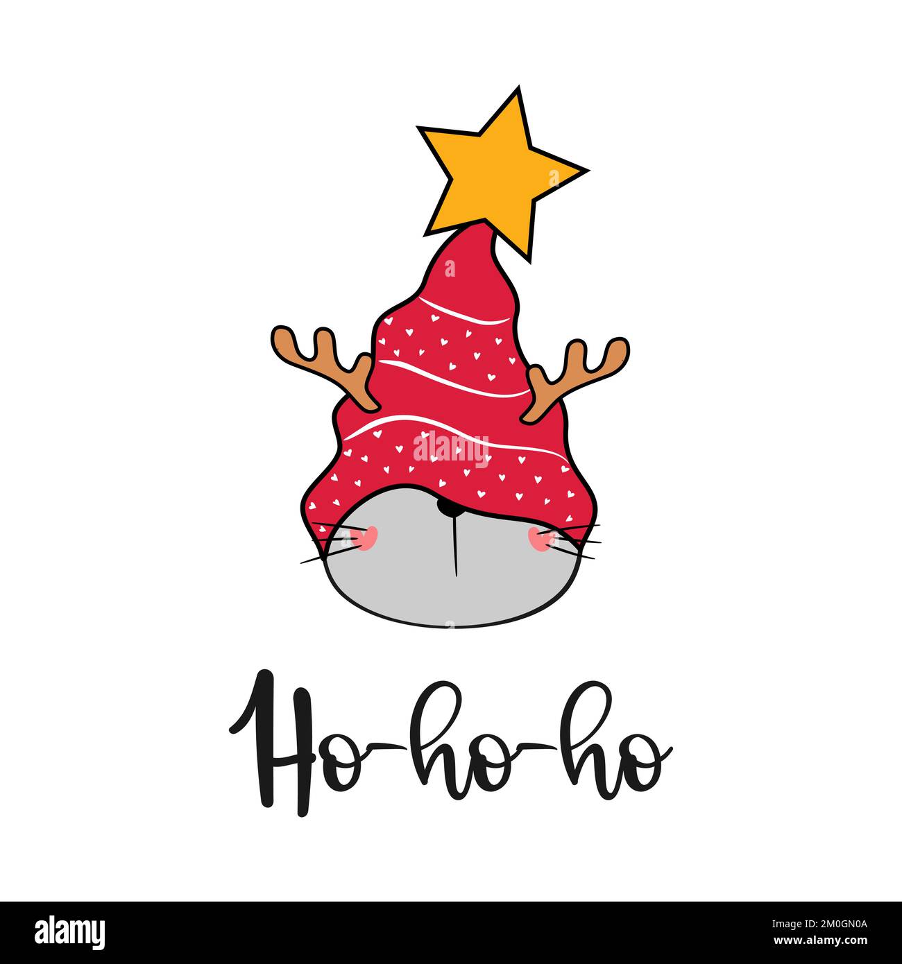 Doodle funny cat for Christmas and New year cards Stock Vector Image ...