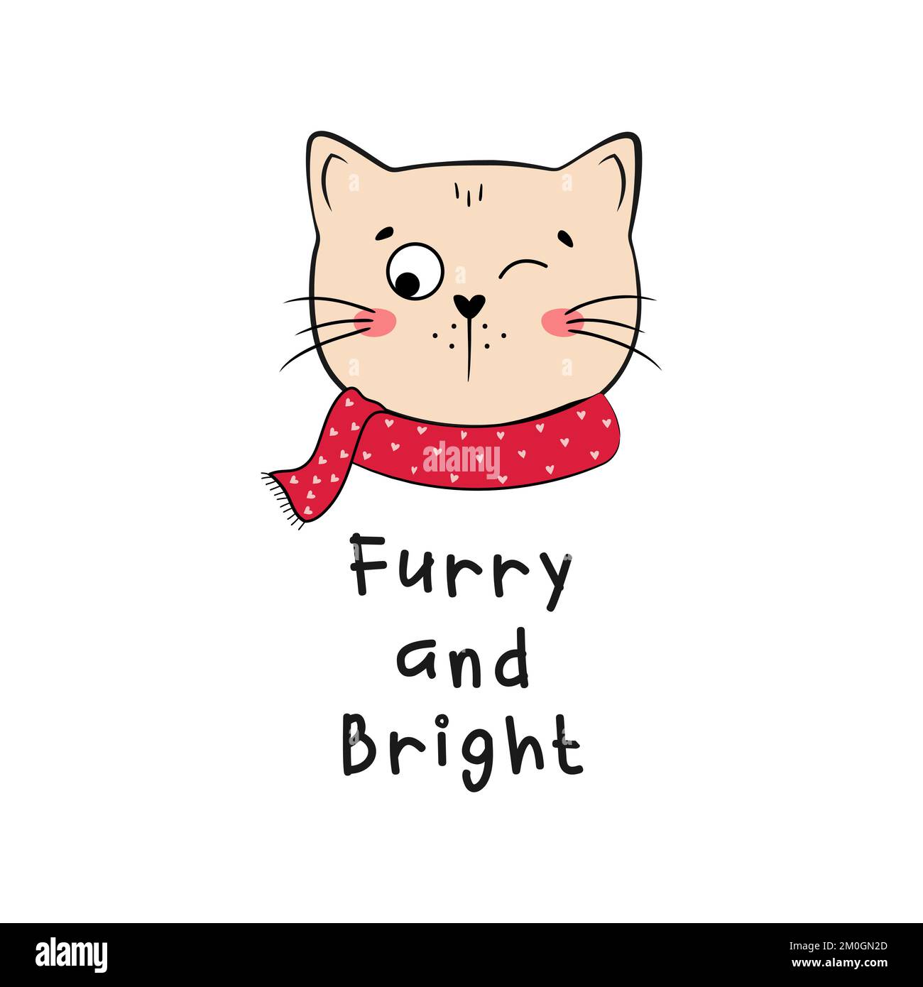 Doodle funny cat for Christmas and New year cards Stock Vector Image ...