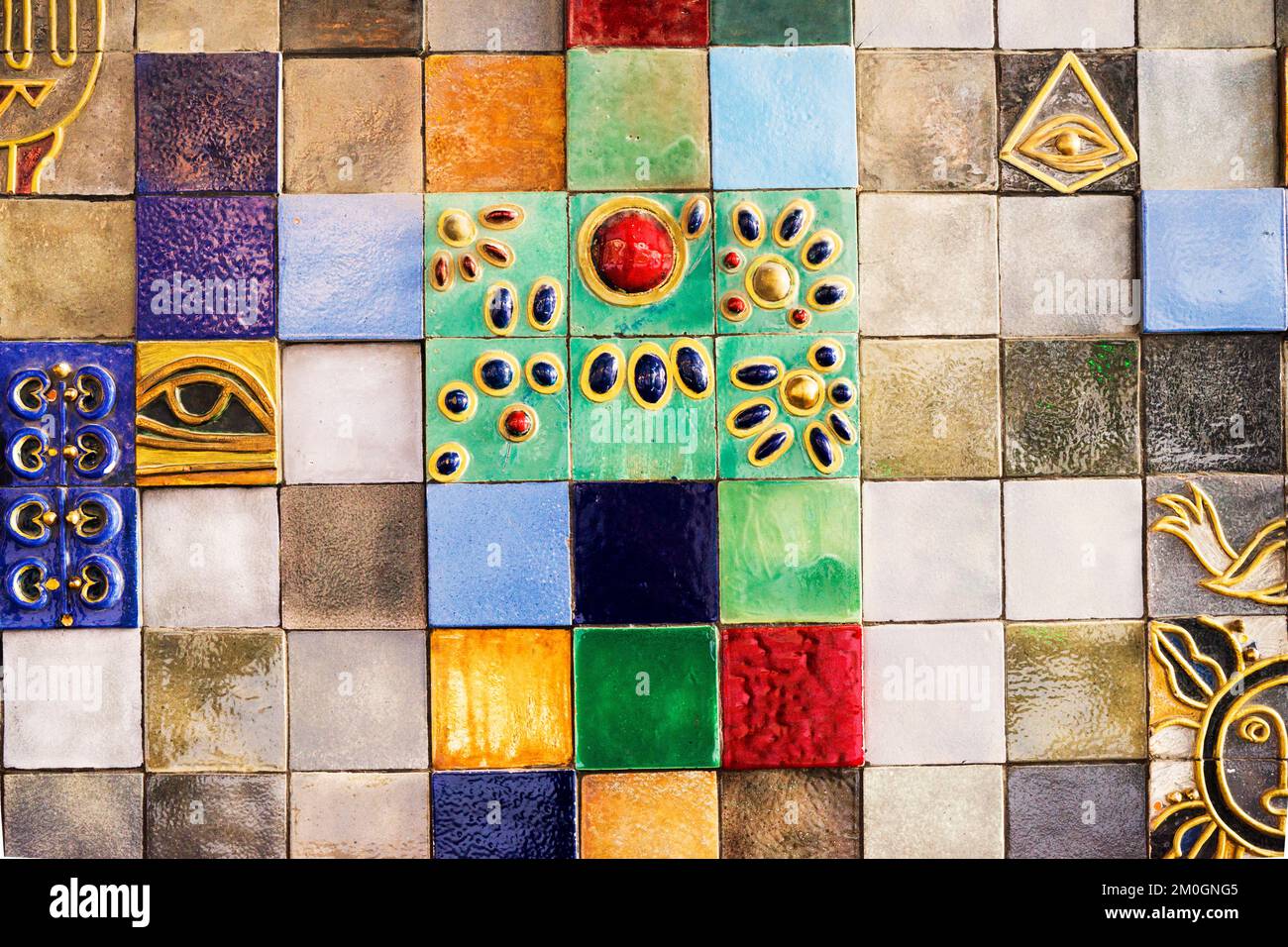 Abstract colorful brick with patterns wall texture and background Stock ...