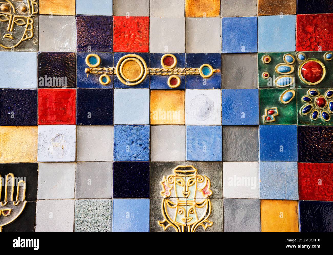 Abstract colorful brick with patterns wall texture and background Stock ...