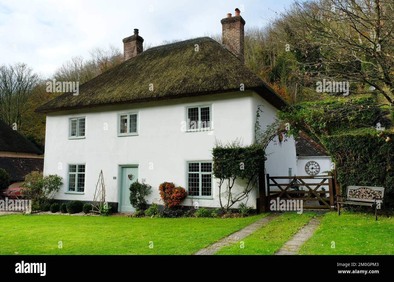 The thatched cottages at Milton Abbas, Dorset, UK - John Gollop Stock ...