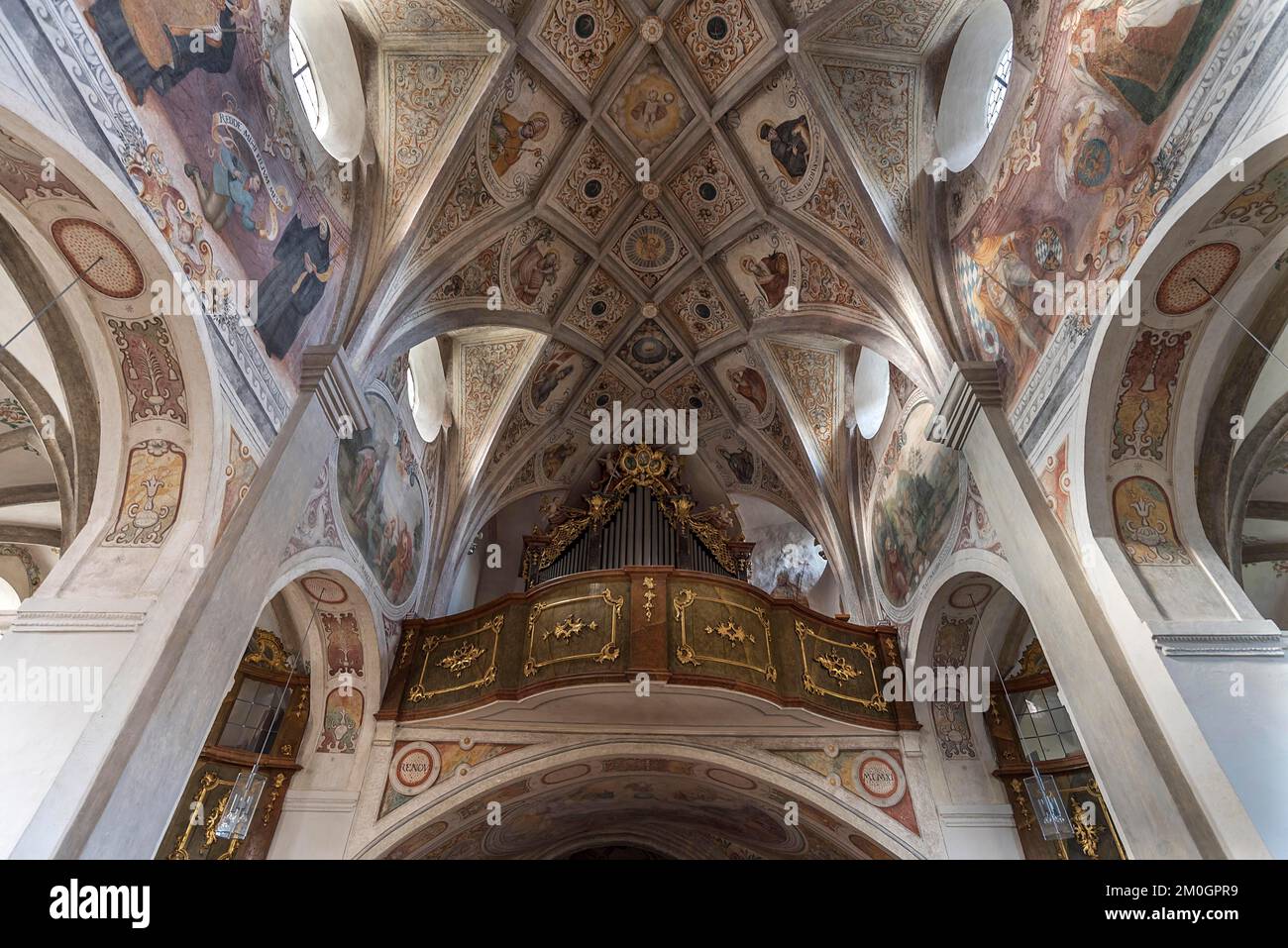 Organ loft of the monastery church of St. Lambert, Seeon Monastery ...