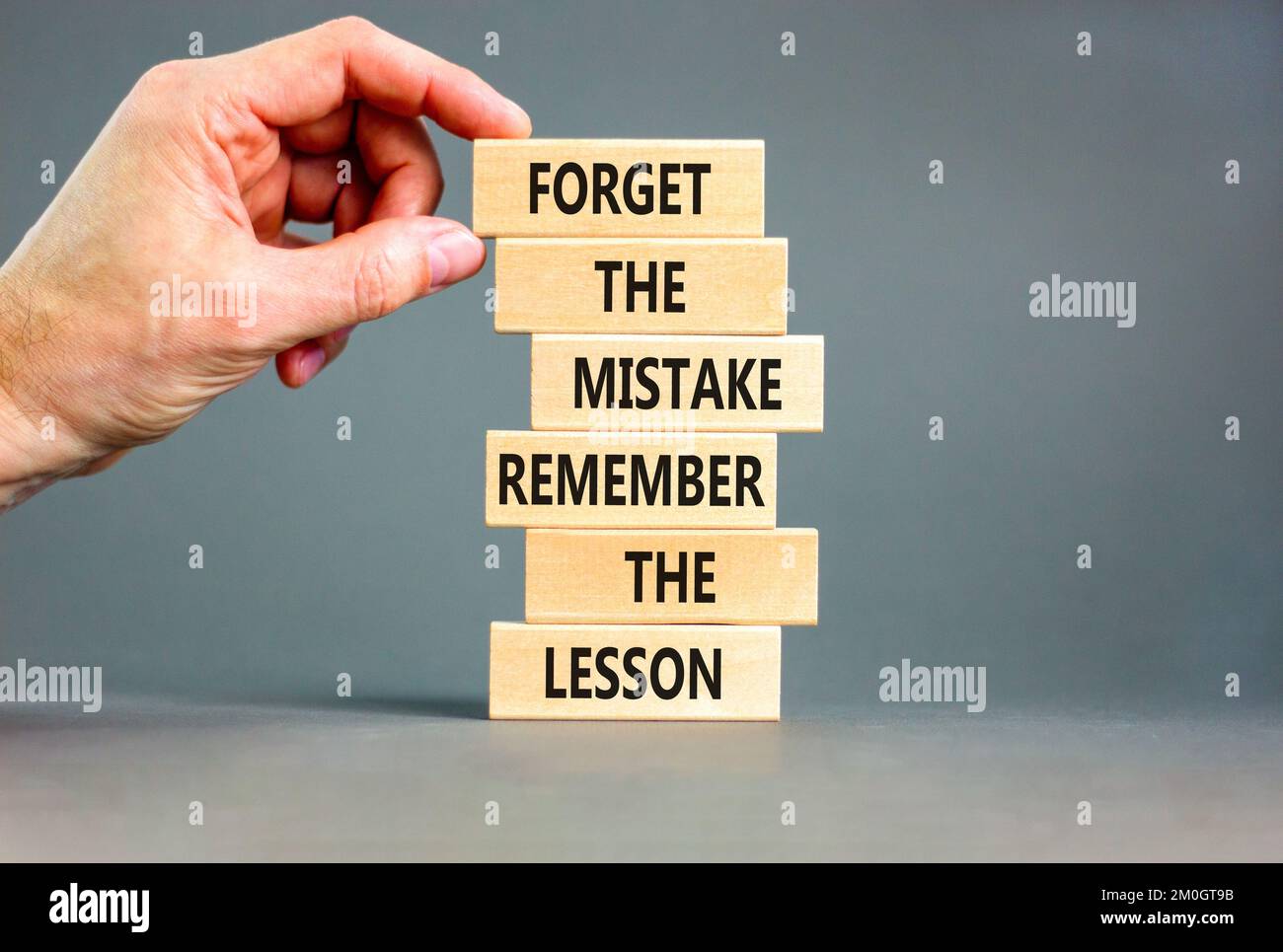 Lesson from mistake symbol. Concept words Forget the mistake remember ...
