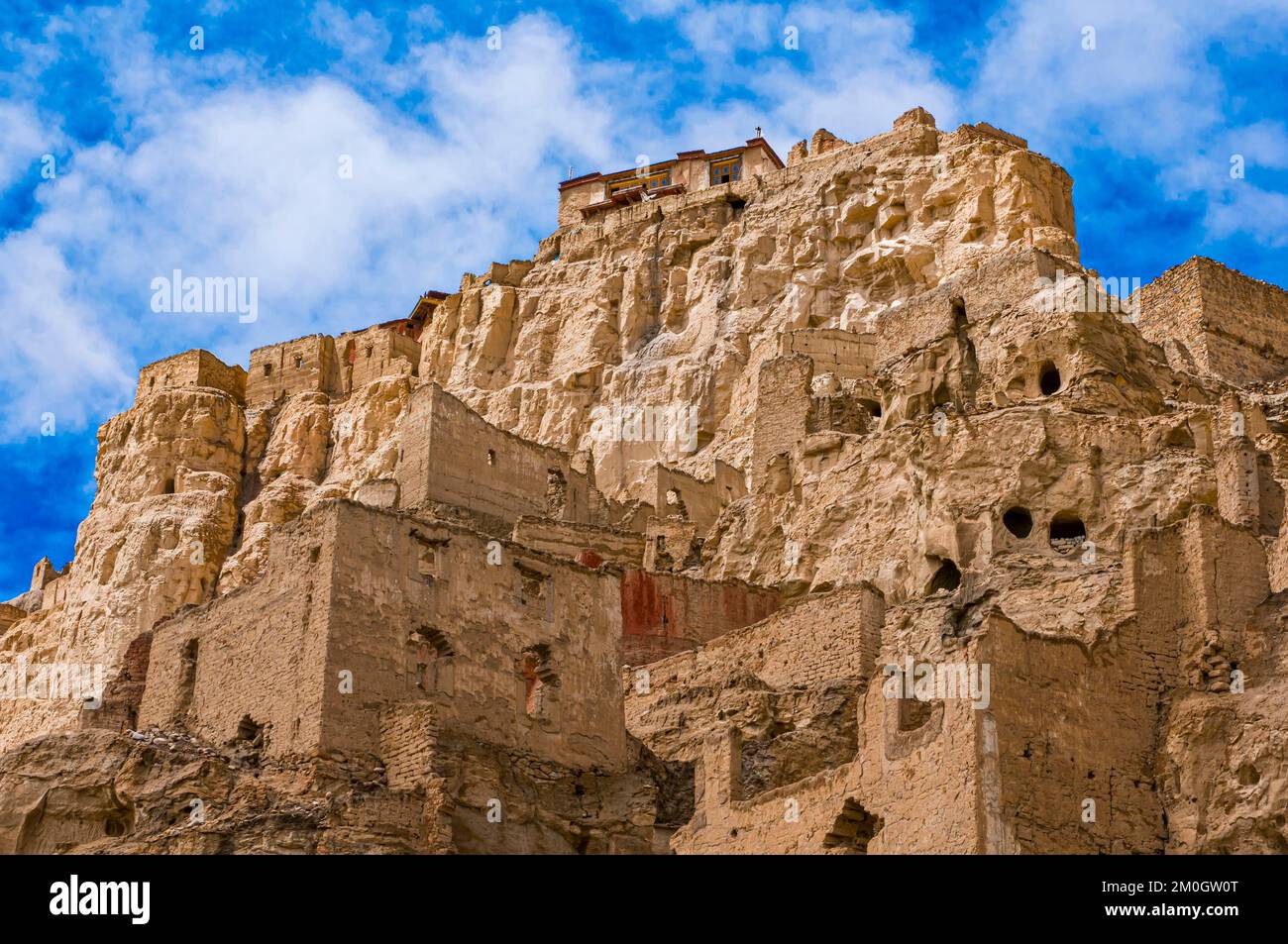 Collapsed houses in the kingdom of Guge, Western Tibet, Asia Stock ...