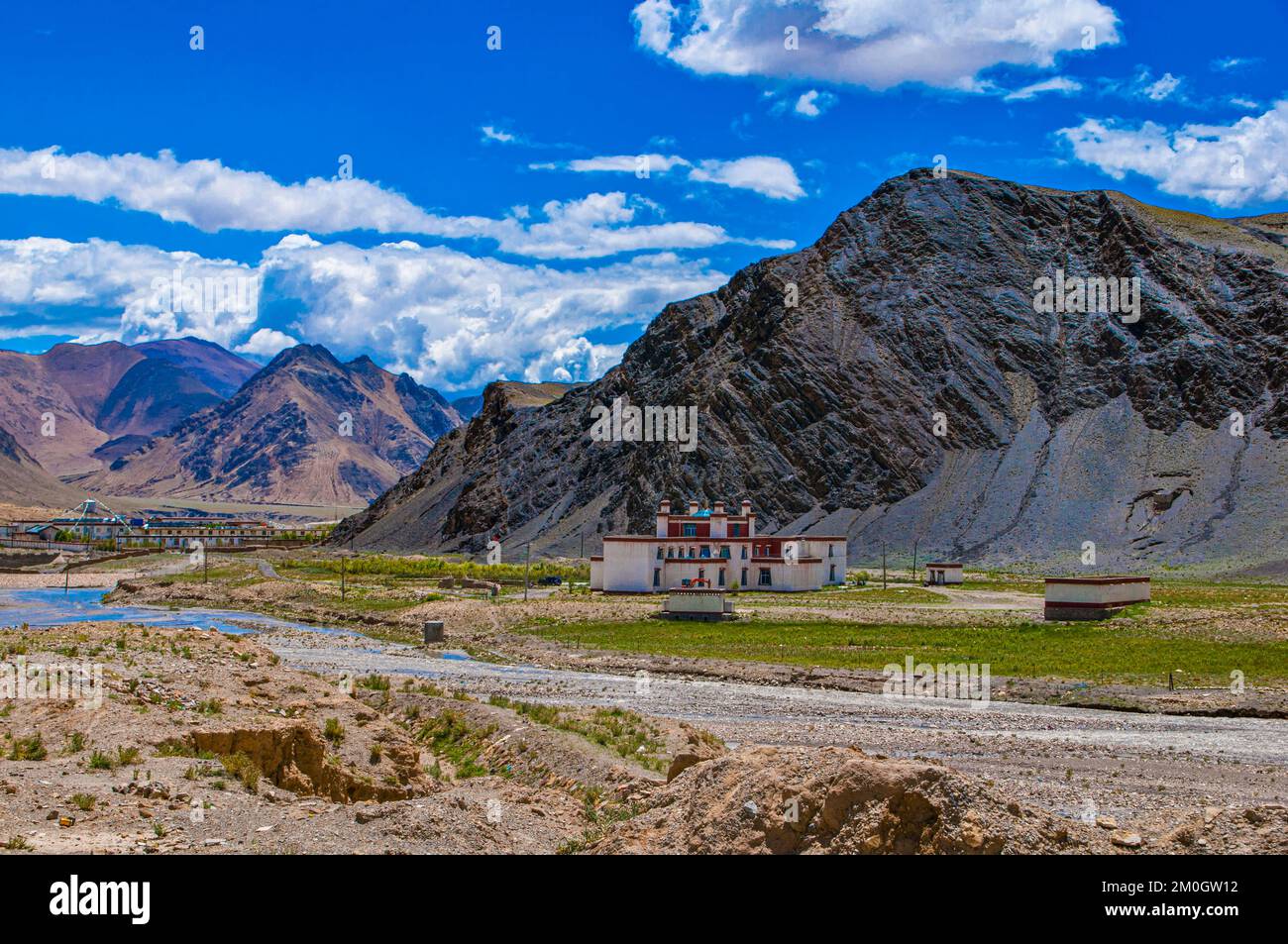 The town of Tingri along the friendship highway, Tibet, Asia Stock ...