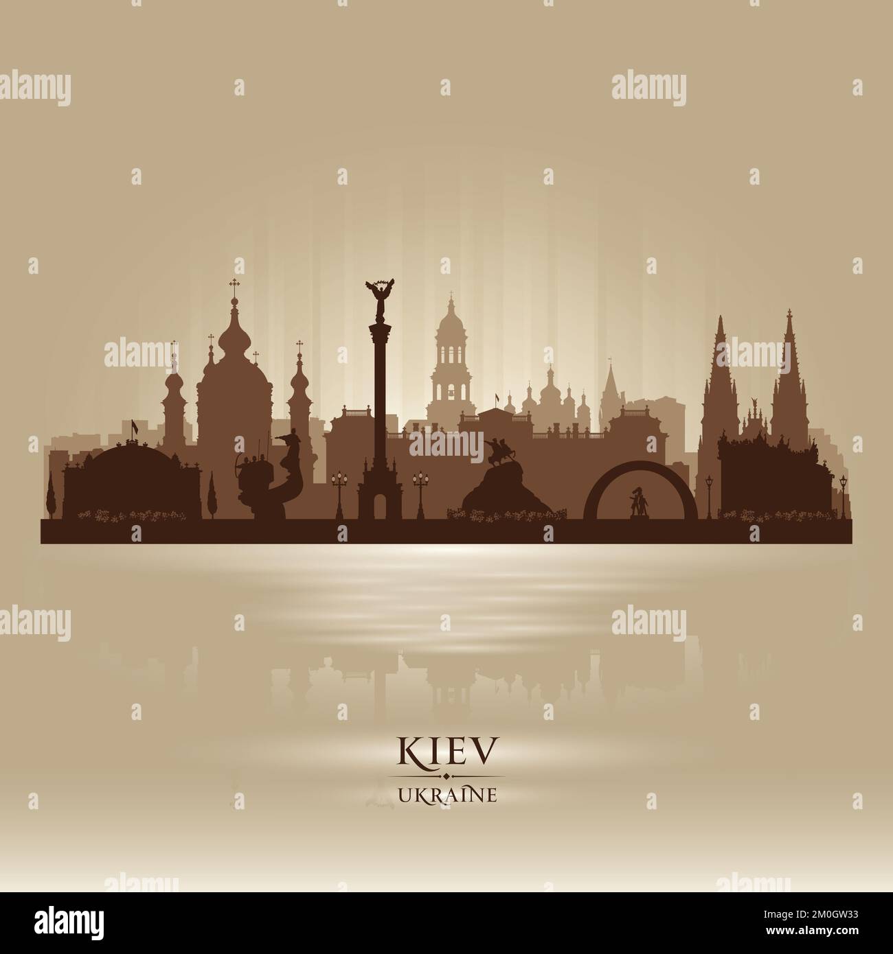 Kiev Ukraine city skyline vector silhouette illustration Stock Vector ...