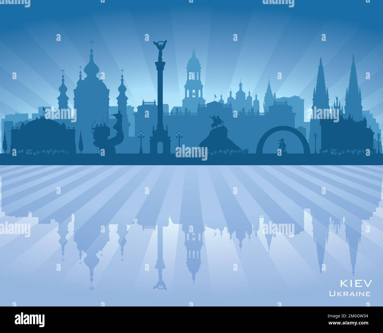 Kiev Ukraine city skyline vector silhouette illustration Stock Vector ...