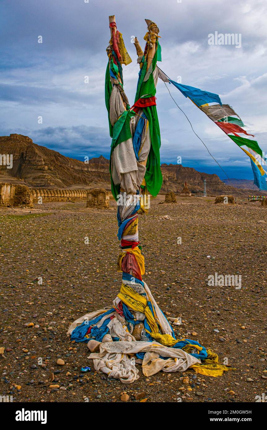 Praying flags, The kingdom of Guge, Western Tibet, Asia Stock Photo - Alamy