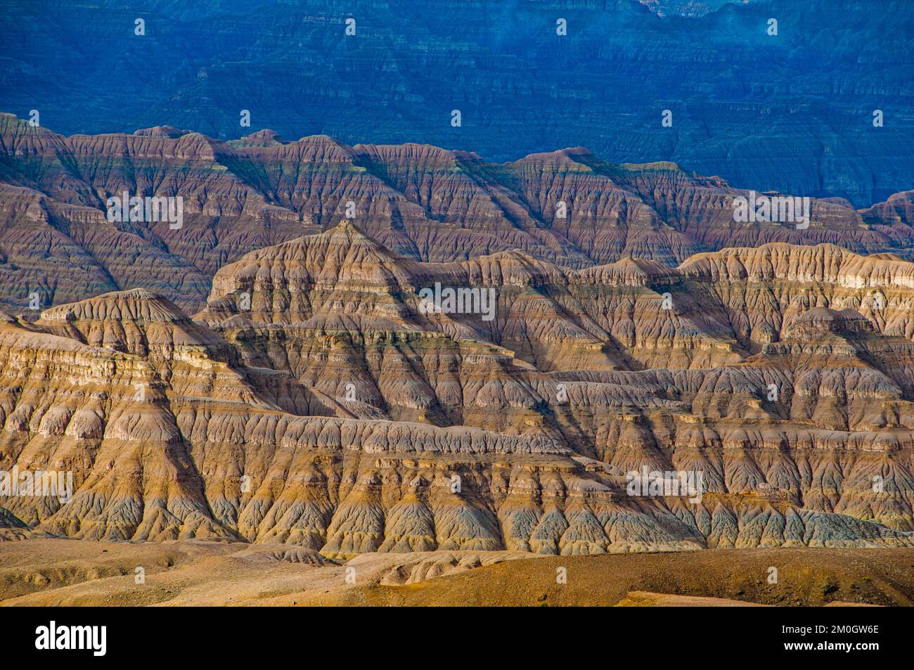 Eroded mud landscape in the kingdom of Guge, Western Tibet, Asia Stock ...