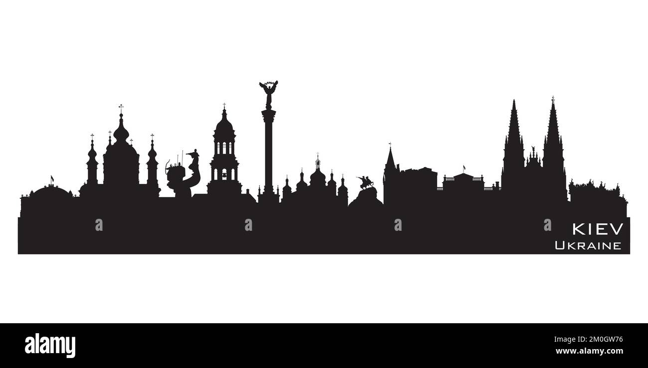 Kiev Ukraine city skyline Detailed vector silhouette Stock Vector Image ...