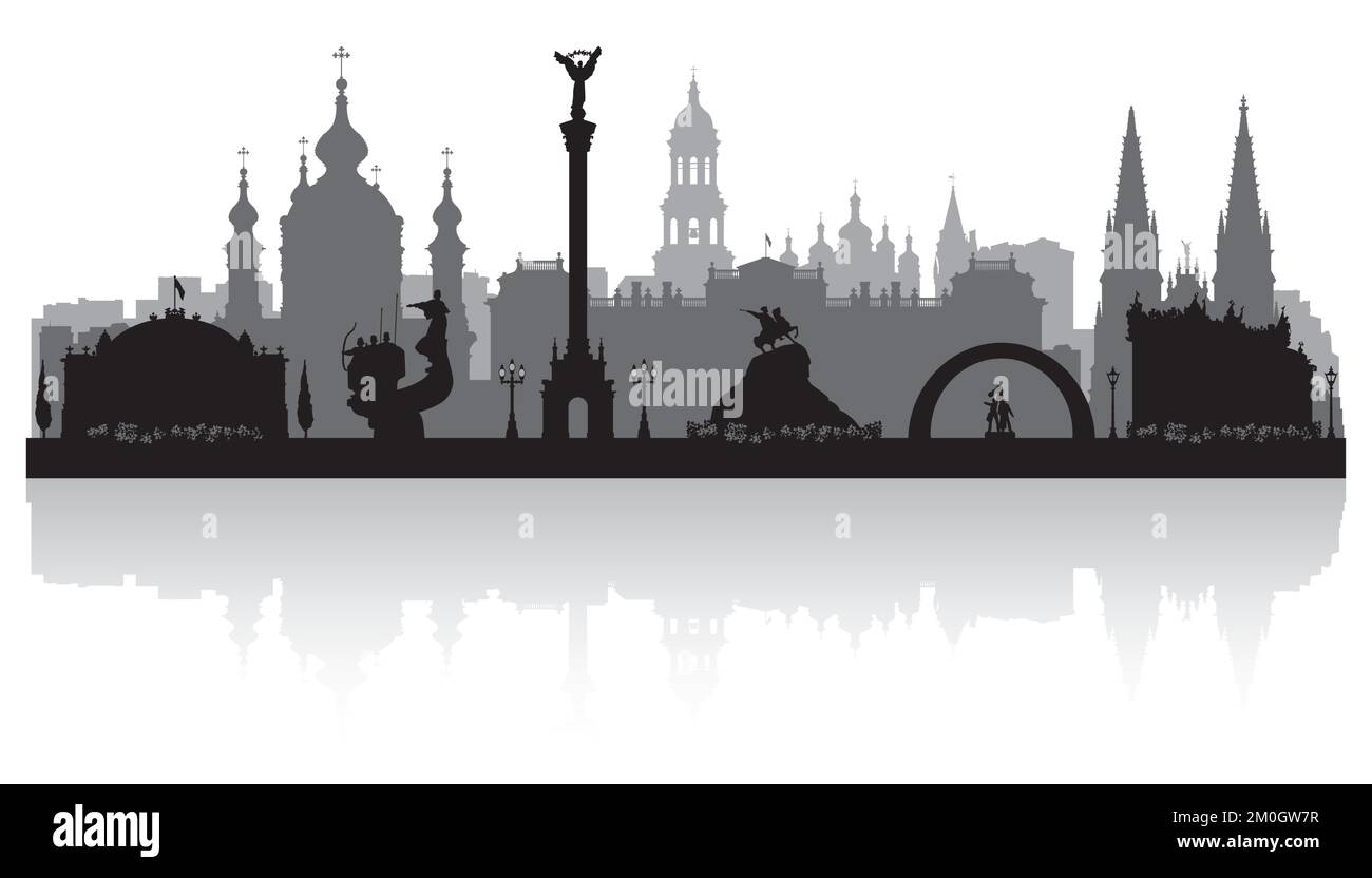Kiev Ukraine city skyline vector silhouette illustration Stock Vector ...