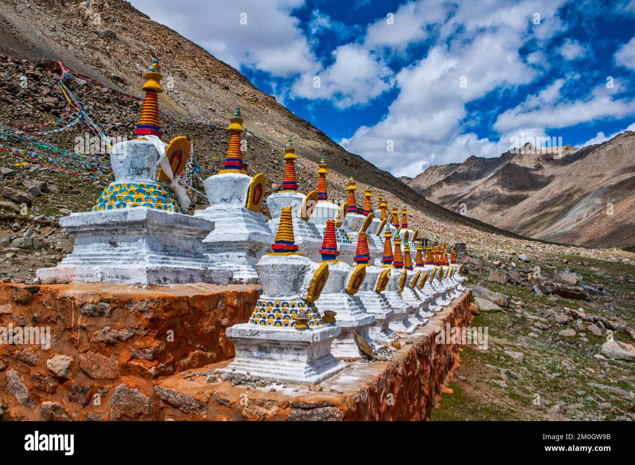 Stupas on the Kailash Kora before Mount Kailash, Western Tibet, Asia ...
