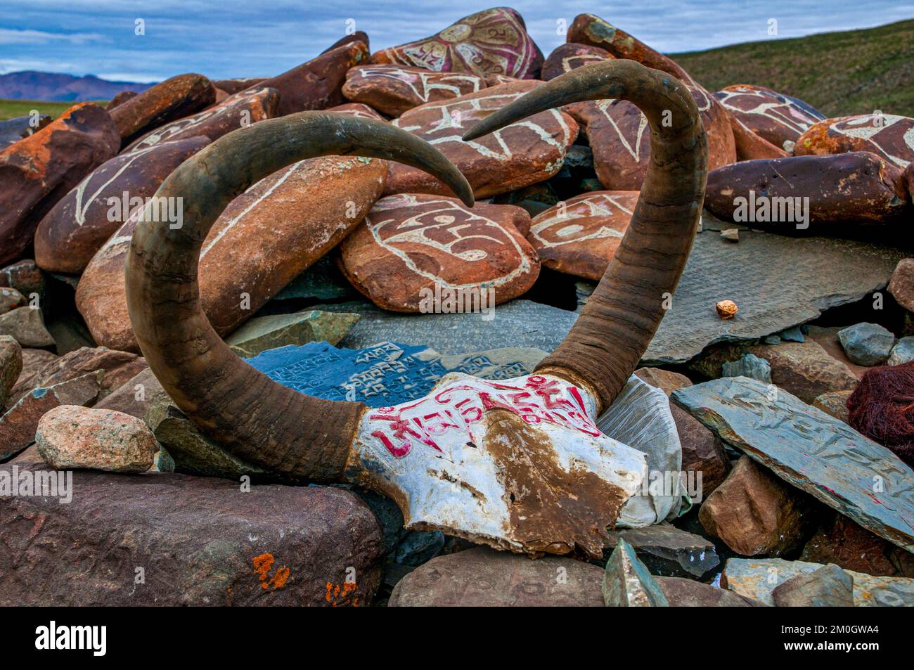 Praying stones on the Kailash Kora, Western Tibet, Asia Stock Photo - Alamy