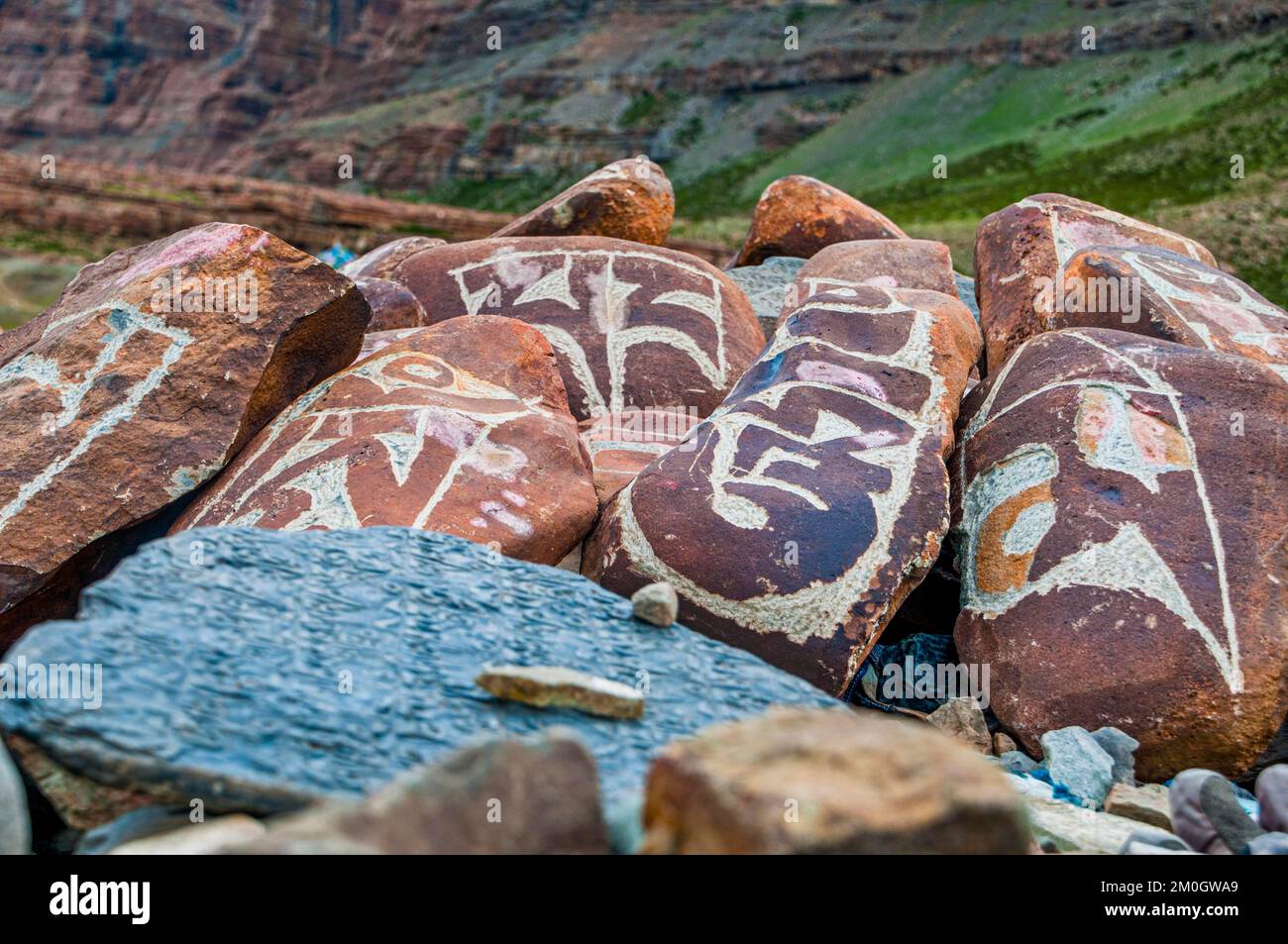 Buddhist praying stone hi-res stock photography and images - Alamy