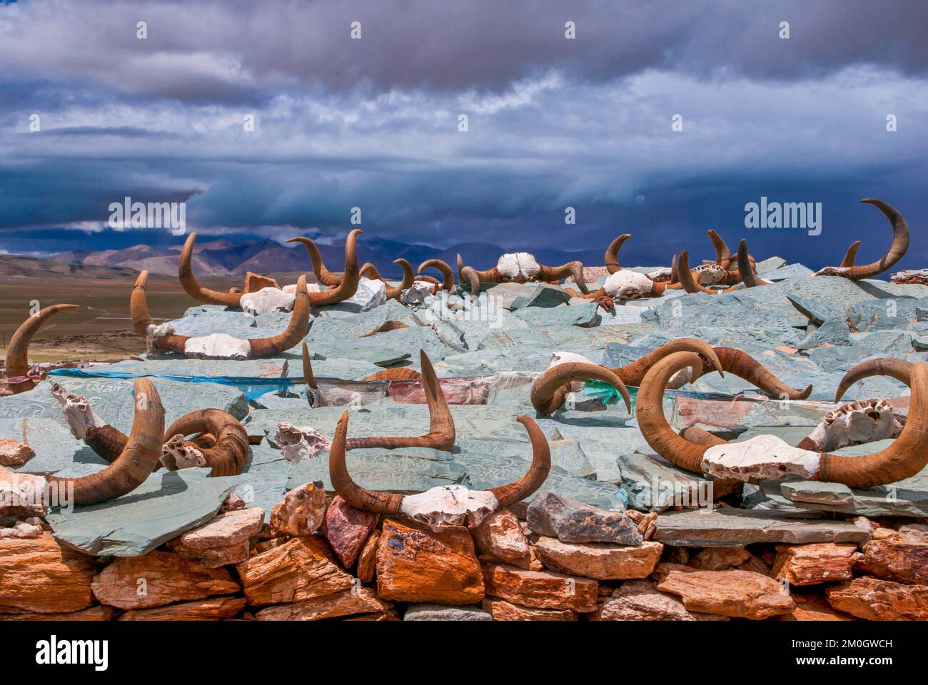 Praying stones, Lake Manasarovar, Western Tibet, Asia Stock Photo - Alamy