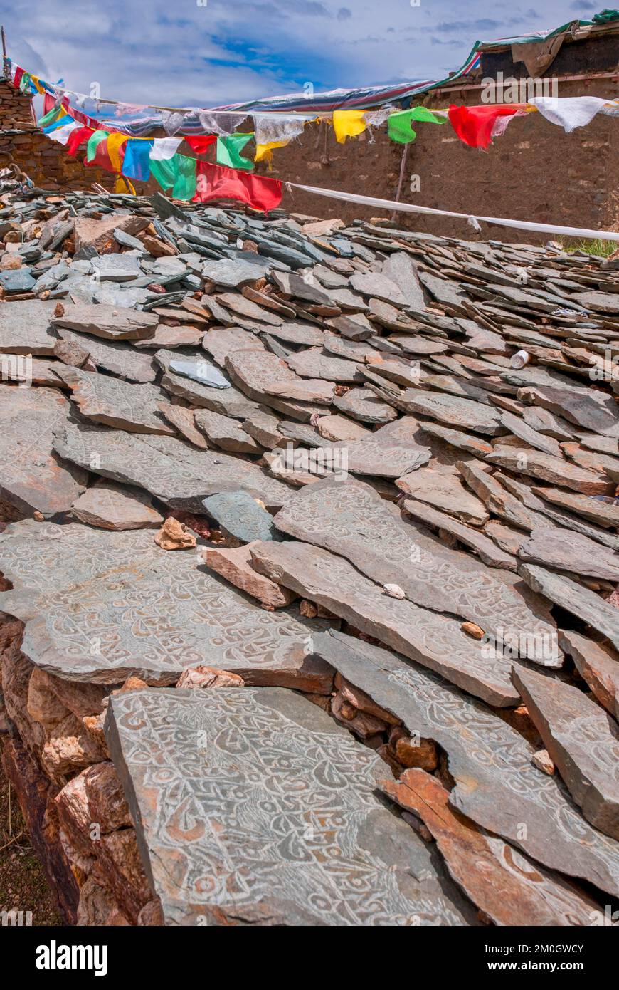 Praying stones, Lake Manasarovar, Western Tibet, Asia Stock Photo - Alamy
