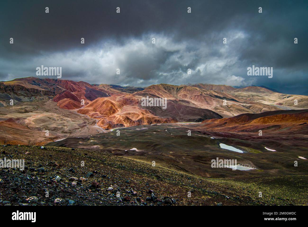 Wild untouched landscape along the road from Lake Manasarovar to the ...