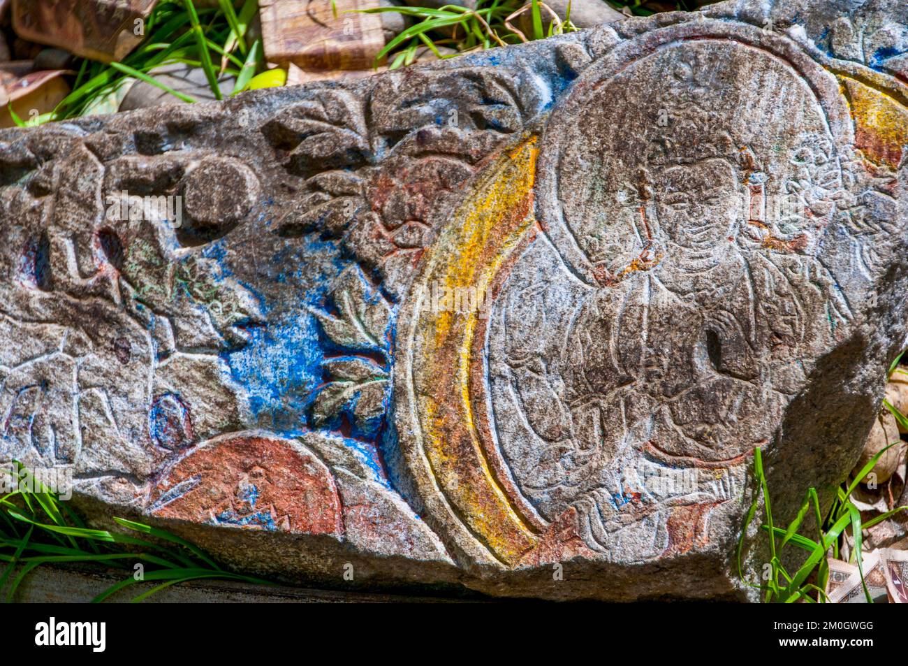 Rock carvings on the entrance of the Norbulinka, summer palace, Unesco ...