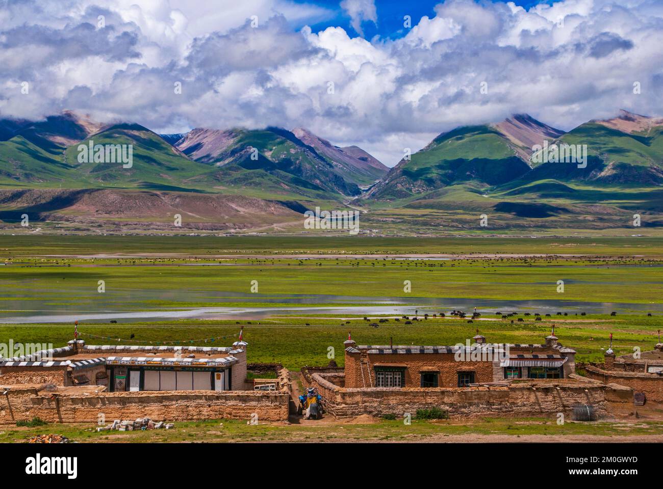 The open wide landscape of Tibet along the Tibetan railway in Tibet ... The open wide landscape of Tibet along the Tibetan railway in Tibet ...