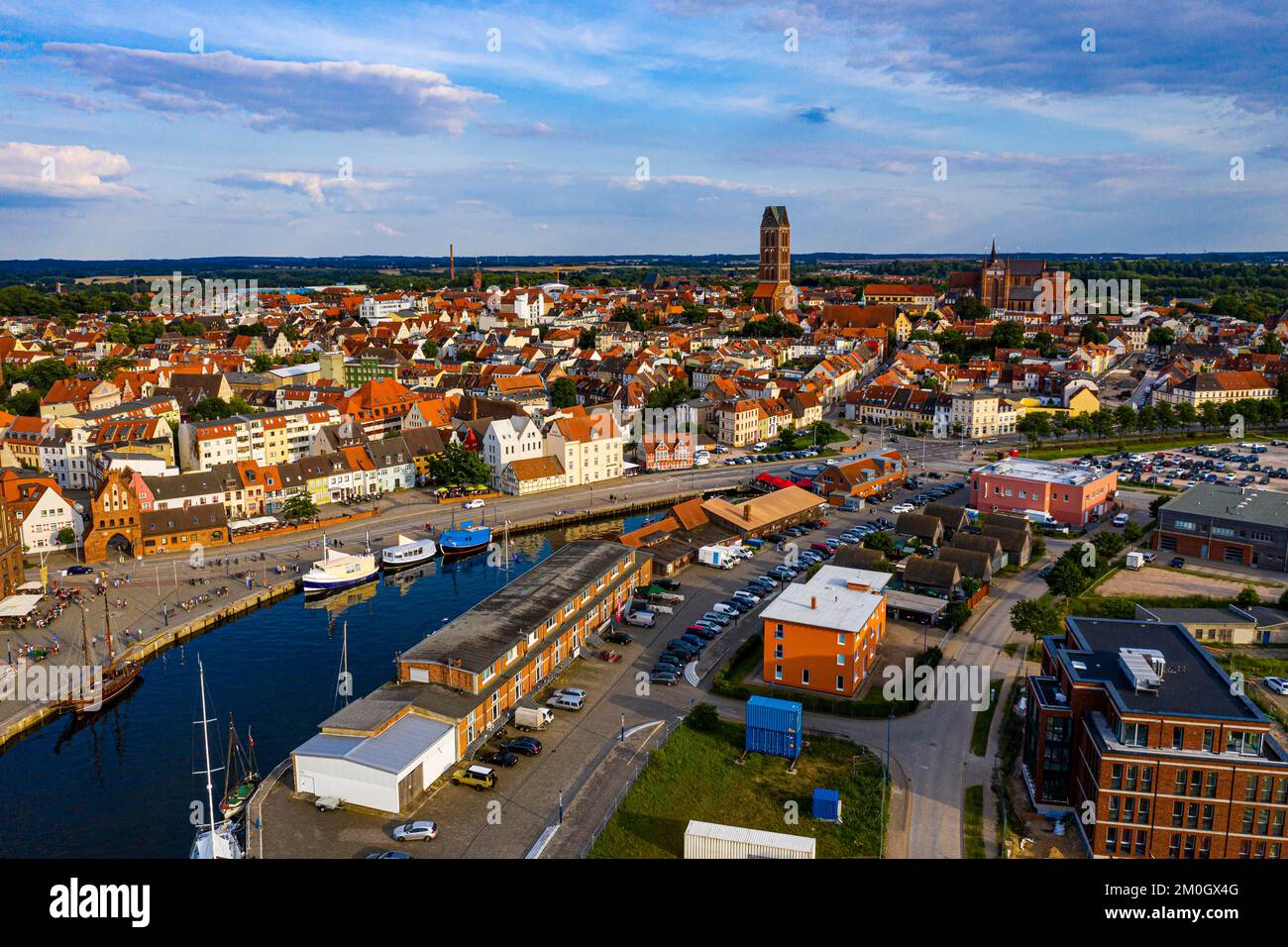 Aerial of the Unesco world heritage site Hanseatic city of Wismar ...