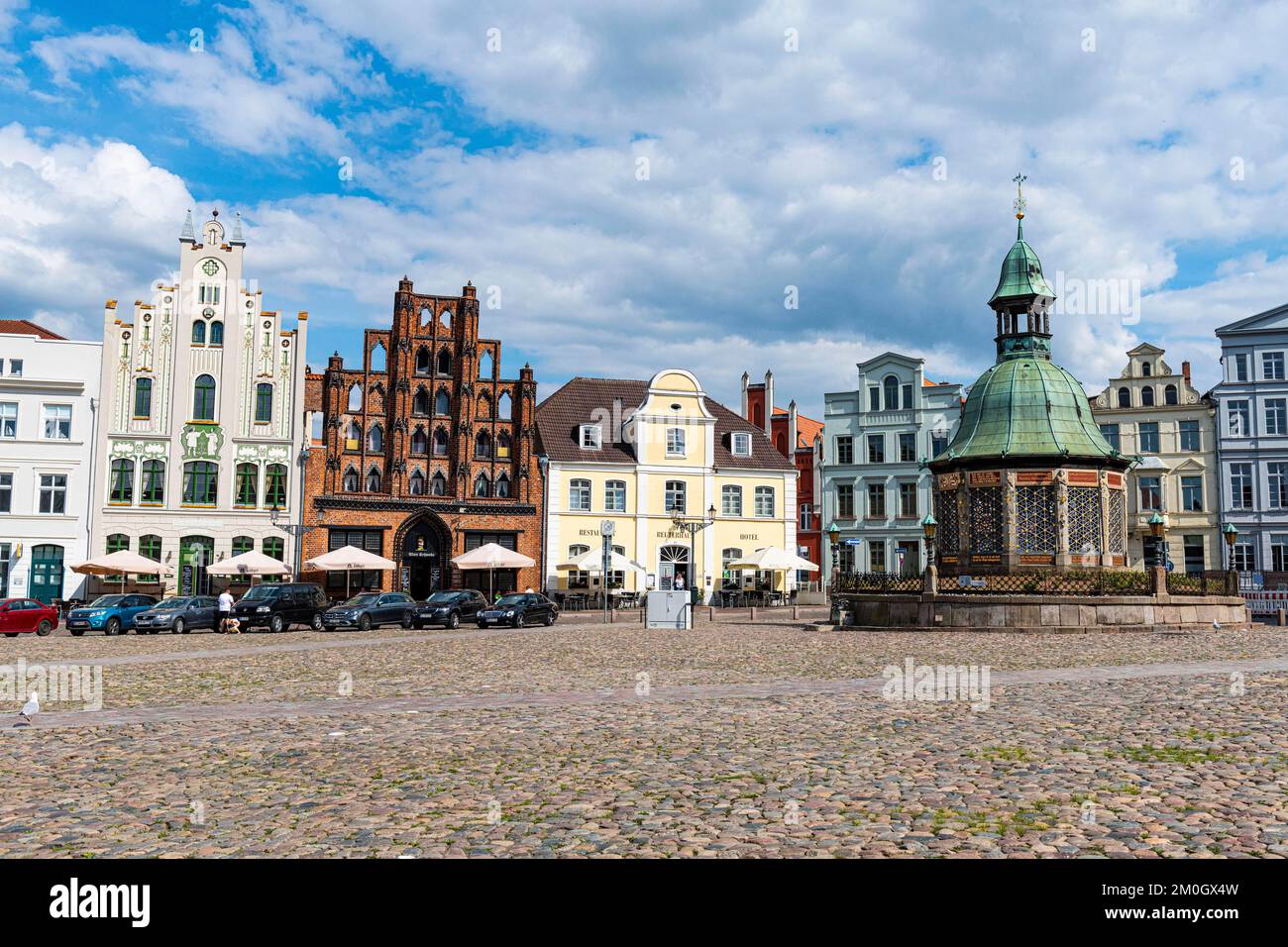 Water fountain on the market square of the Unesco world heritage site ...