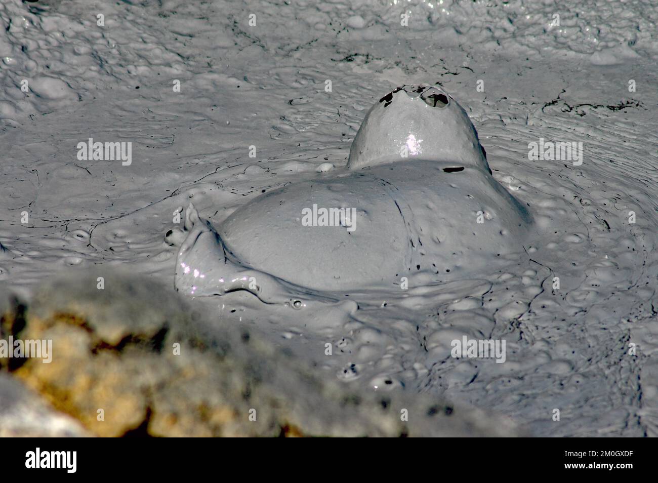 Smacking and bubbling mud springs, barren moon-like landscape ...