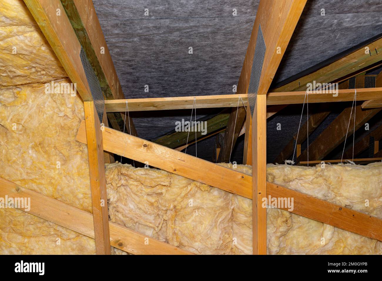 Insulation of walls and ceiling in the attic made of mineral wool ...