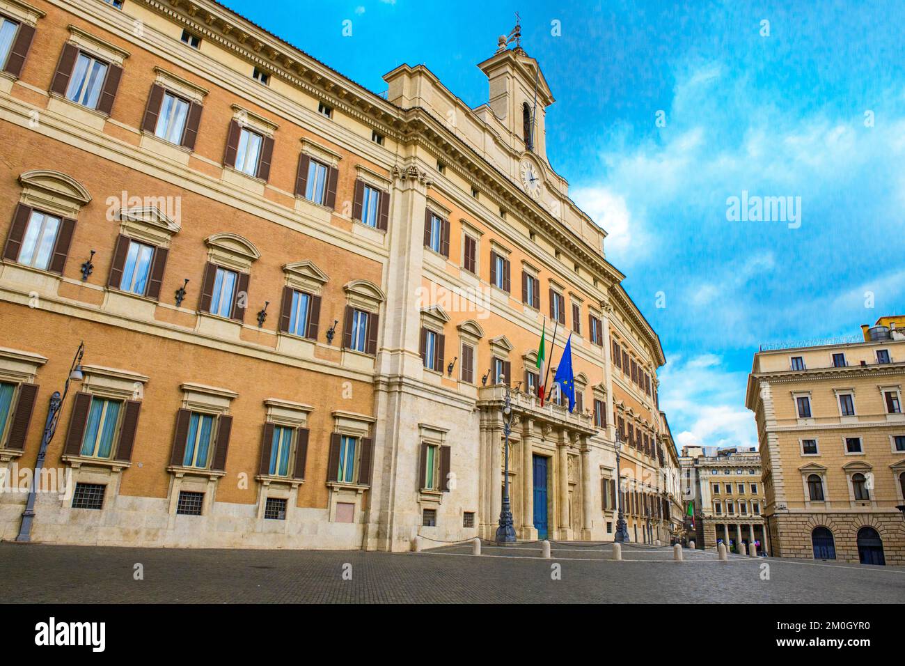 View of Palazzo di Montecitorio seat of the Italian Chamber of Deputies ...