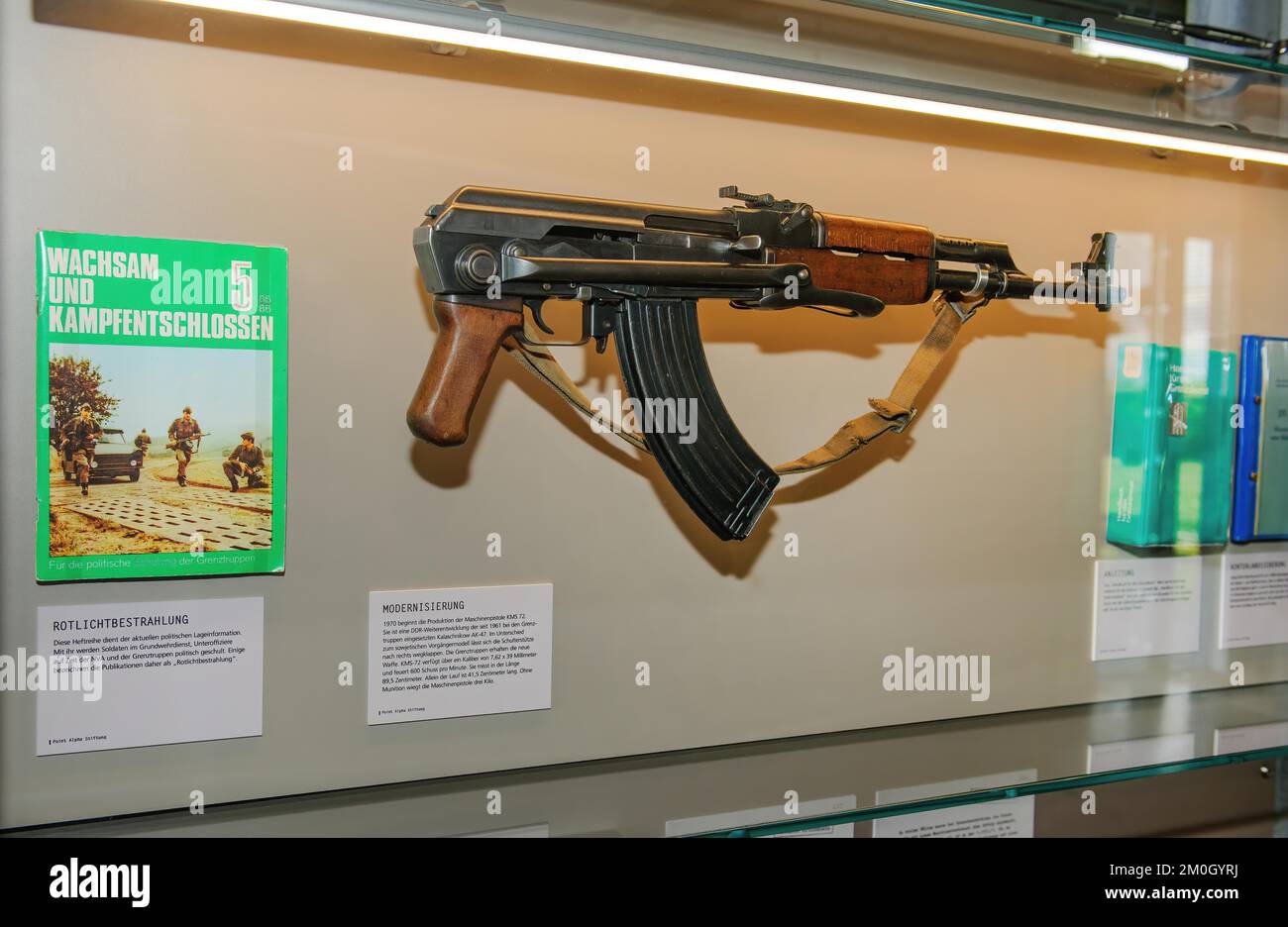 Historical weapon of GDR border guards submachine gun KMS-72, Museum ...