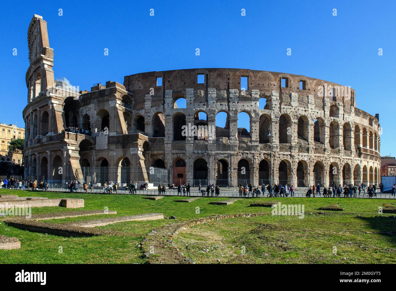 Historic Colosseum, in the foreground from the left foundations of ...