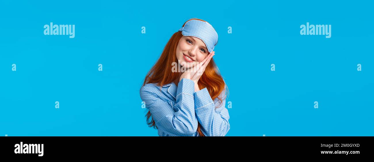 Have Sweet Dreams Tender Lovely And Feminine Redhead Teenage Girl Ready Sleep Tight Wearing