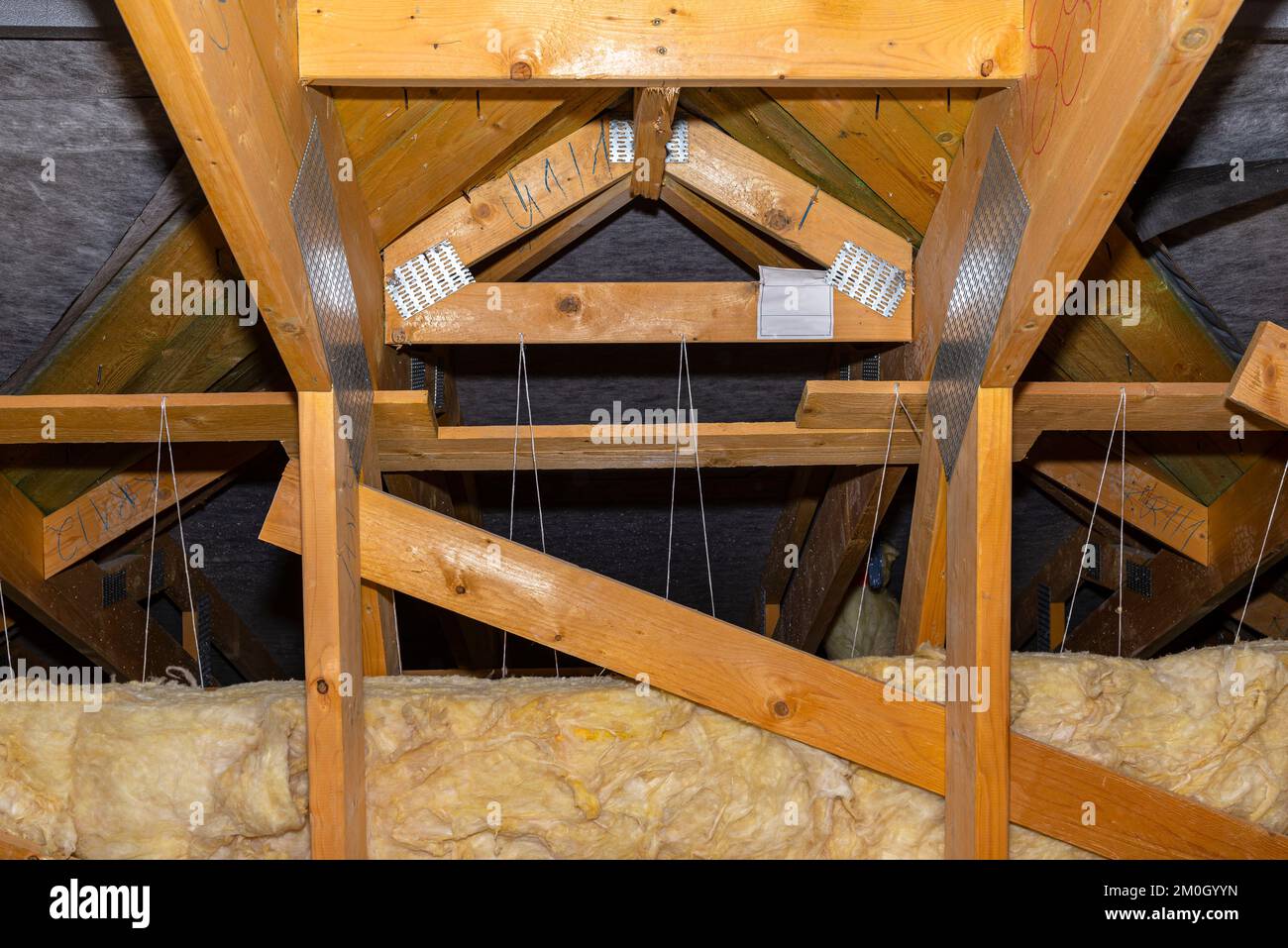 Insulation of walls and ceiling in the attic made of mineral wool ...