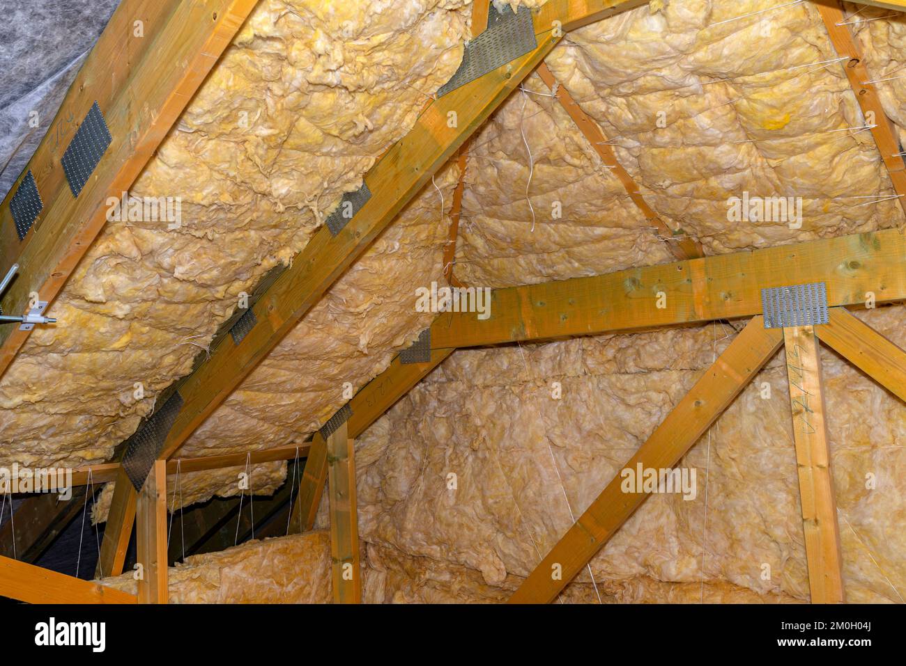 Insulation of walls and ceiling in the attic made of mineral wool ...