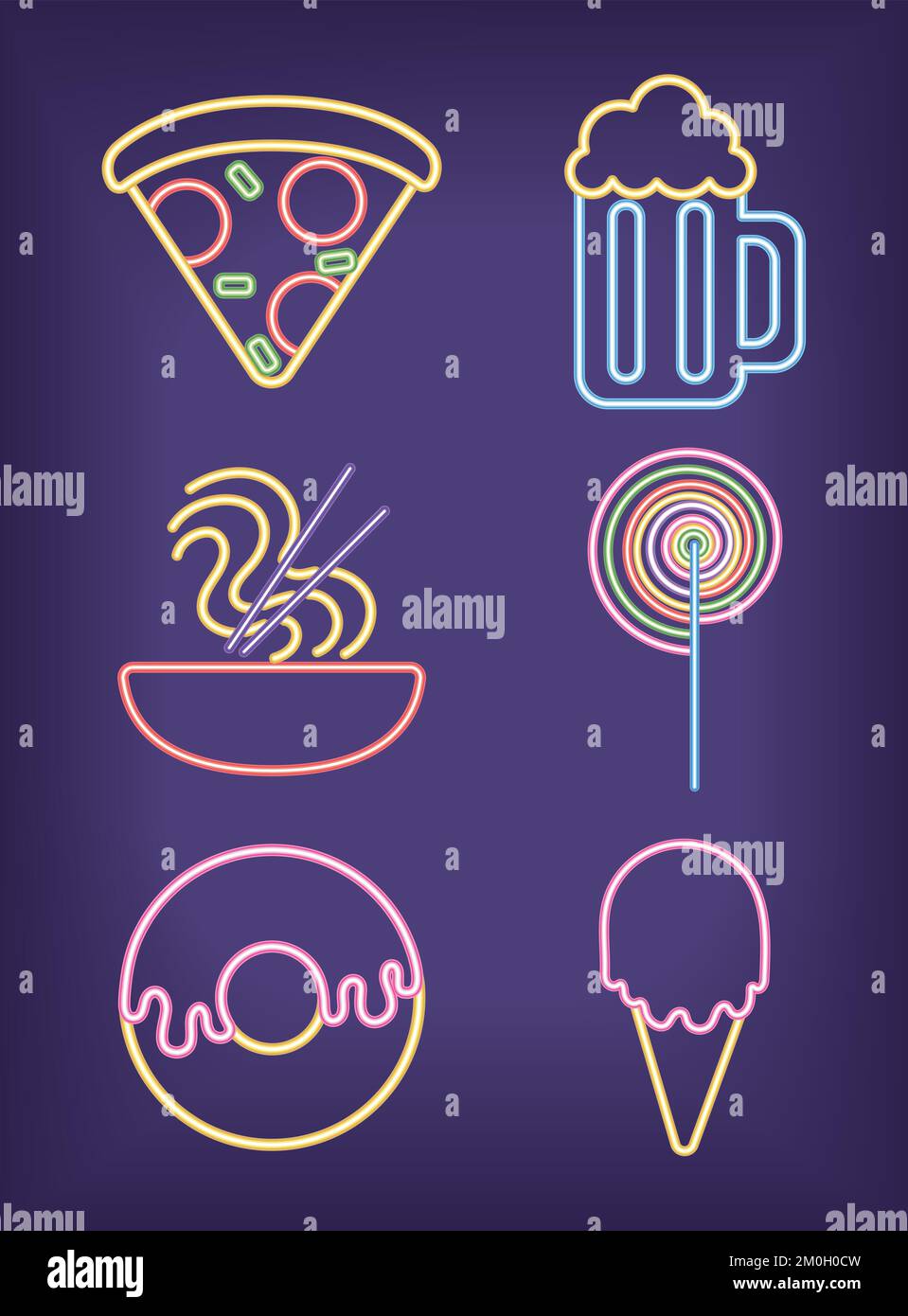 Fast food neon icons Stock Vector Images - Alamy
