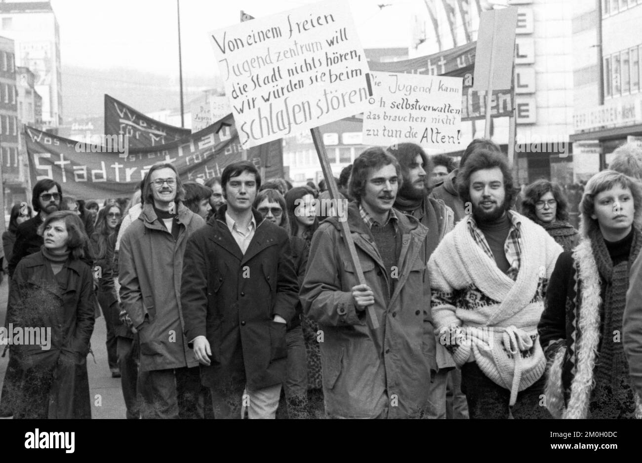 Young people demonstrated for a free youth centre in Hagen, Germany on ...