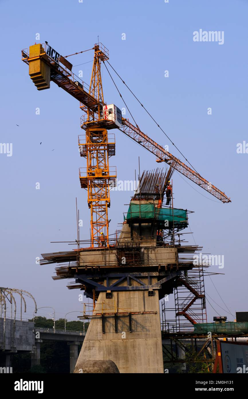 Pune, India - 06 December 2022, Construction of Pune metro bridge for ...