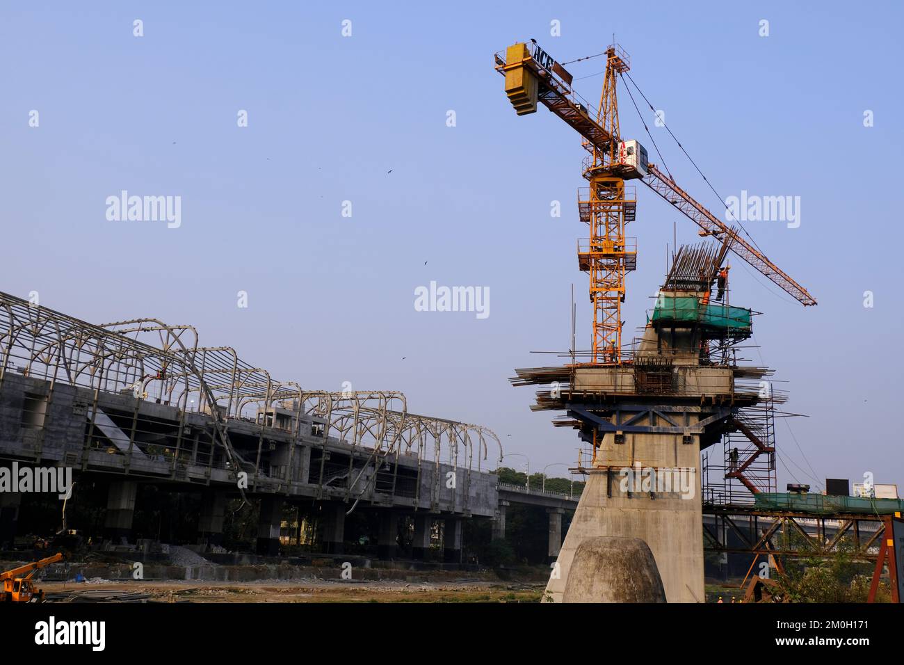Pune, India - 06 December 2022, Construction of Pune metro bridge for ...