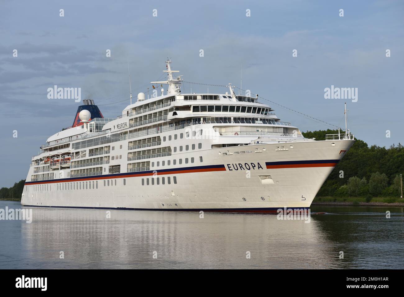 Cruise ship Europa sails through the Kiel Canal, Schleswig-Holstein ...