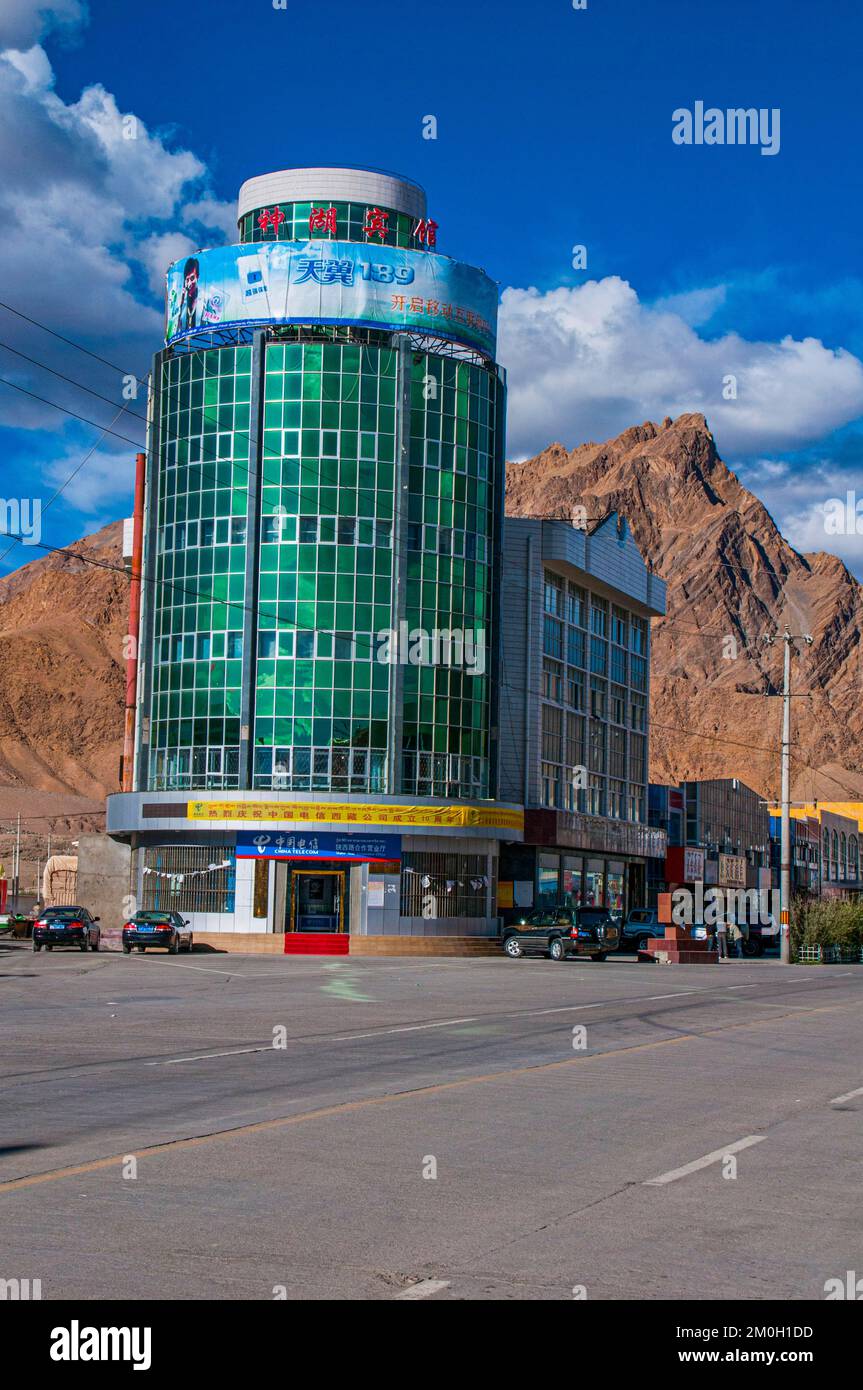 The town of Ali, Shiquanhe, most western town of Tibet, Asia Stock ...
