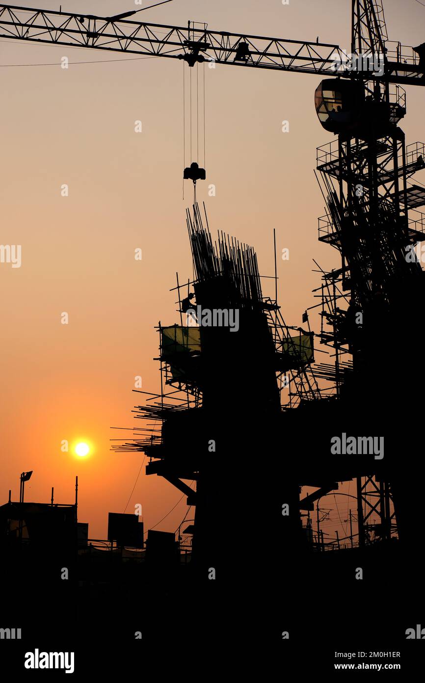 Pune, India - 06 December 2022, Construction of Pune metro bridge for ...