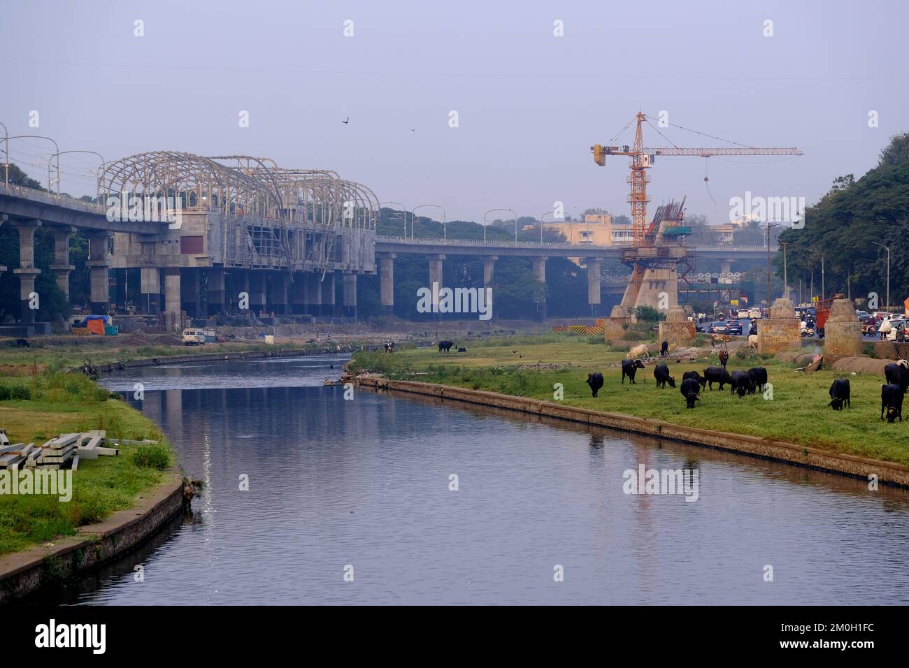 Pune, India - 06 December 2022, Construction of Pune metro bridge for ...