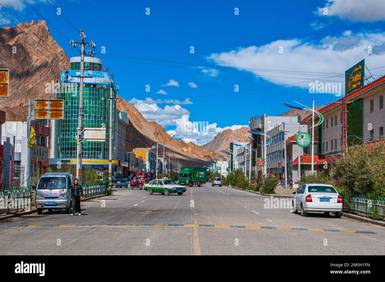 The town of Ali, Shiquanhe, most western town of Tibet, Asia Stock ...