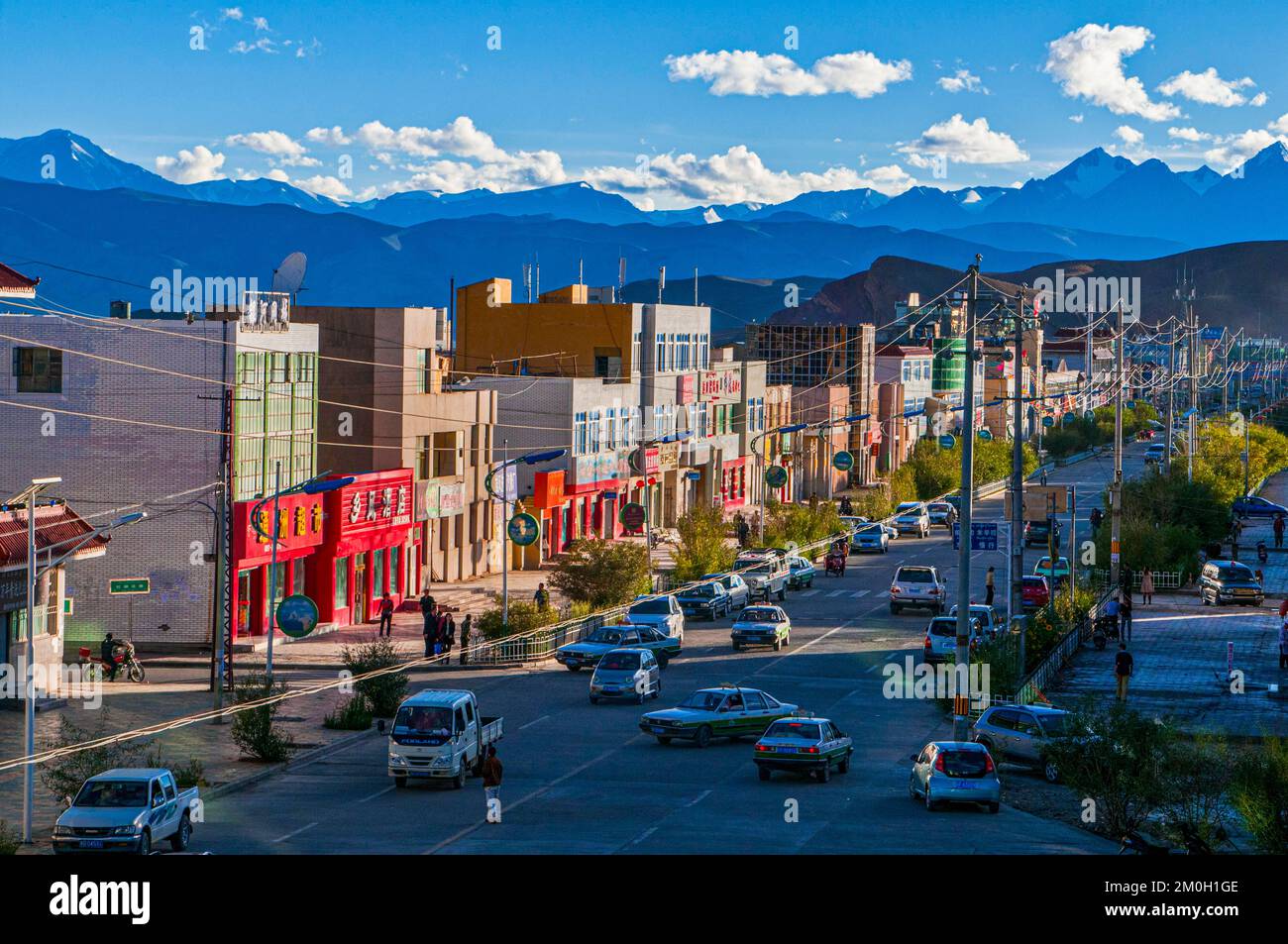 The town of Ali, Shiquanhe, most western town of Tibet, Asia Stock ...