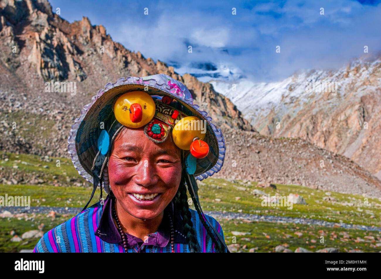 Pilgrim before Mount Kailash, on the Kailash Kora, Western Tibet, Asia ...