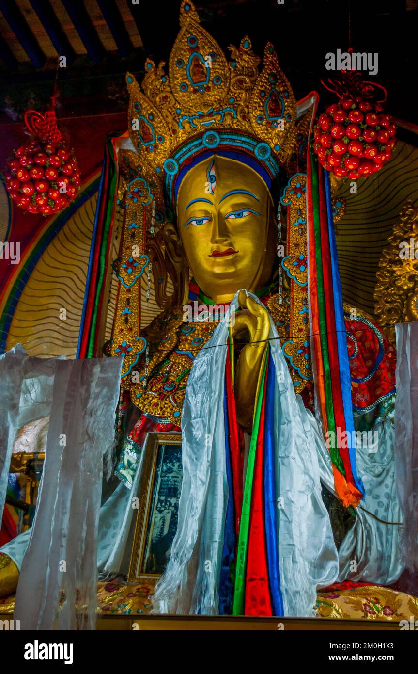 Buddhist statue in a temple, Lhasa, Tibet, Asia Stock Photo - Alamy